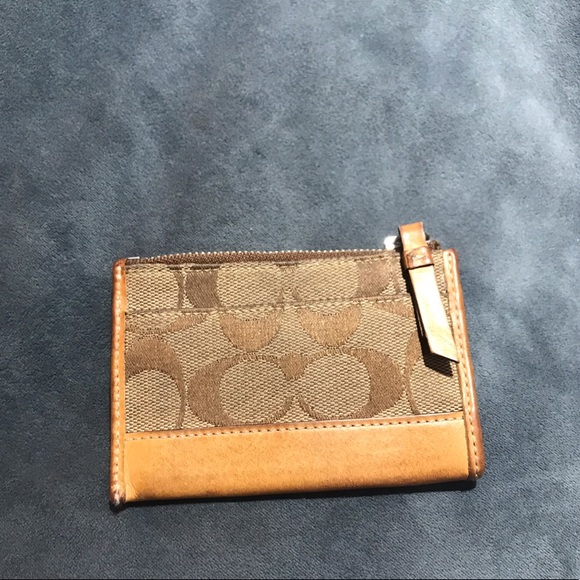 Coach | Bags | Authentic Coach Tan Leathercanvas Wallet | Poshmark